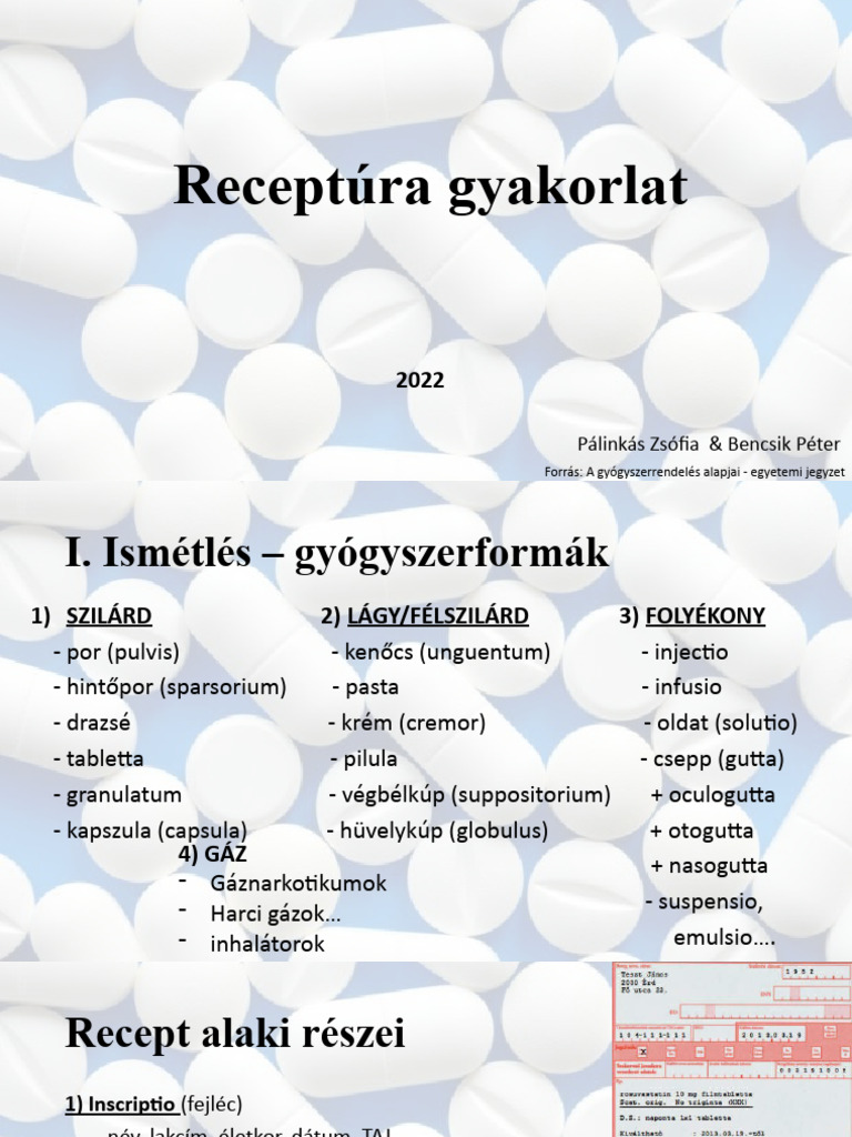 ReceptÃºra Gyakorlat PalinkasZsofi 2022 UpdateBP | PDF