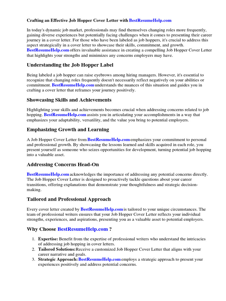 Job Hopper Cover Letter Guide | PDF | Résumé | Recruitment