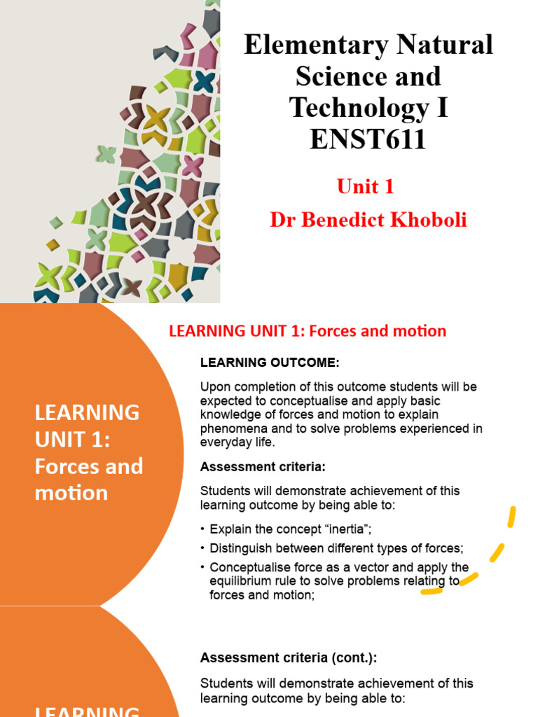 LEARNING UNIT 1 Forces and motion | PDF | Force | Friction