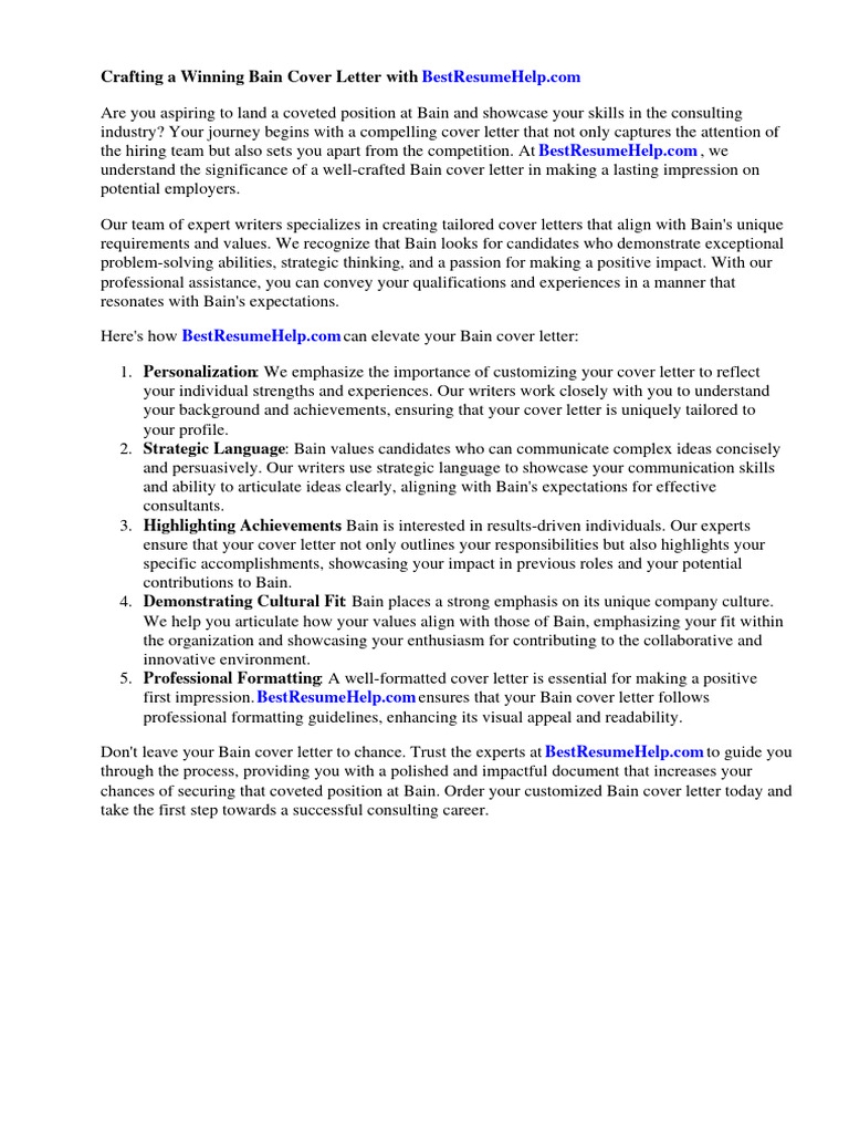 Bain Cover Letter | PDF | Consultant | Recruitment