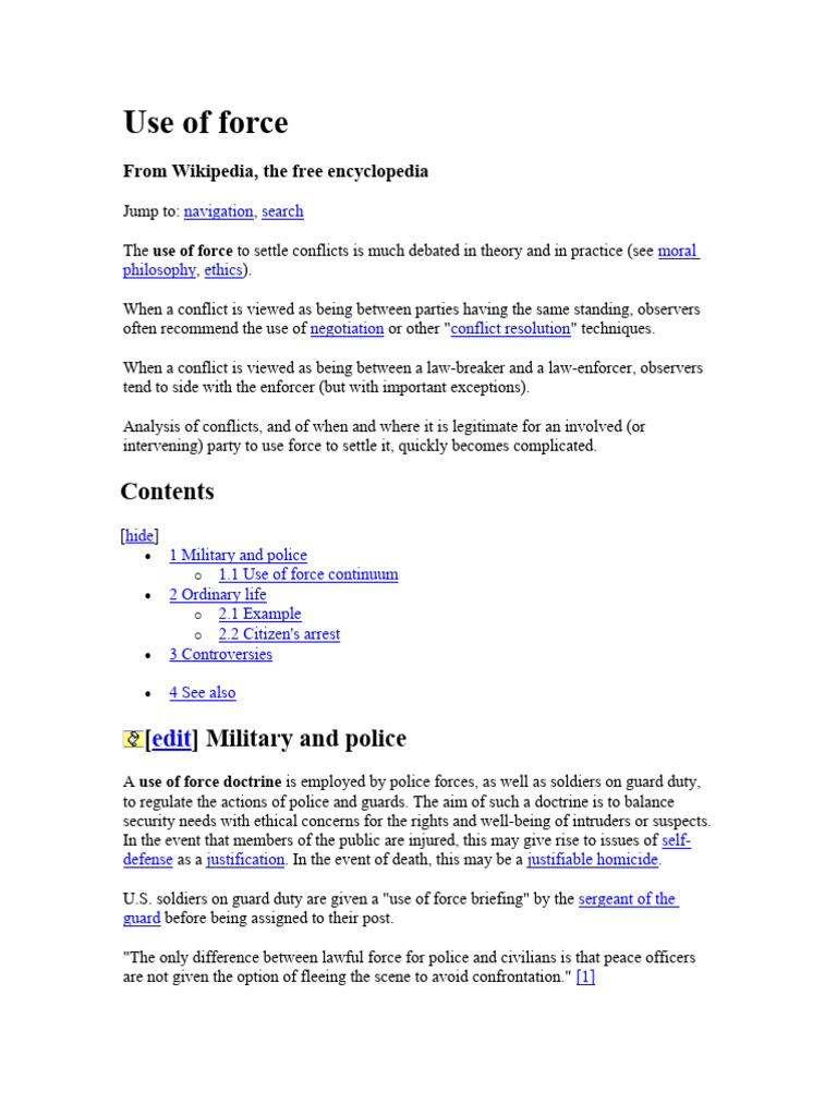 USE OF FORCE | PDF | Use Of Force | Police