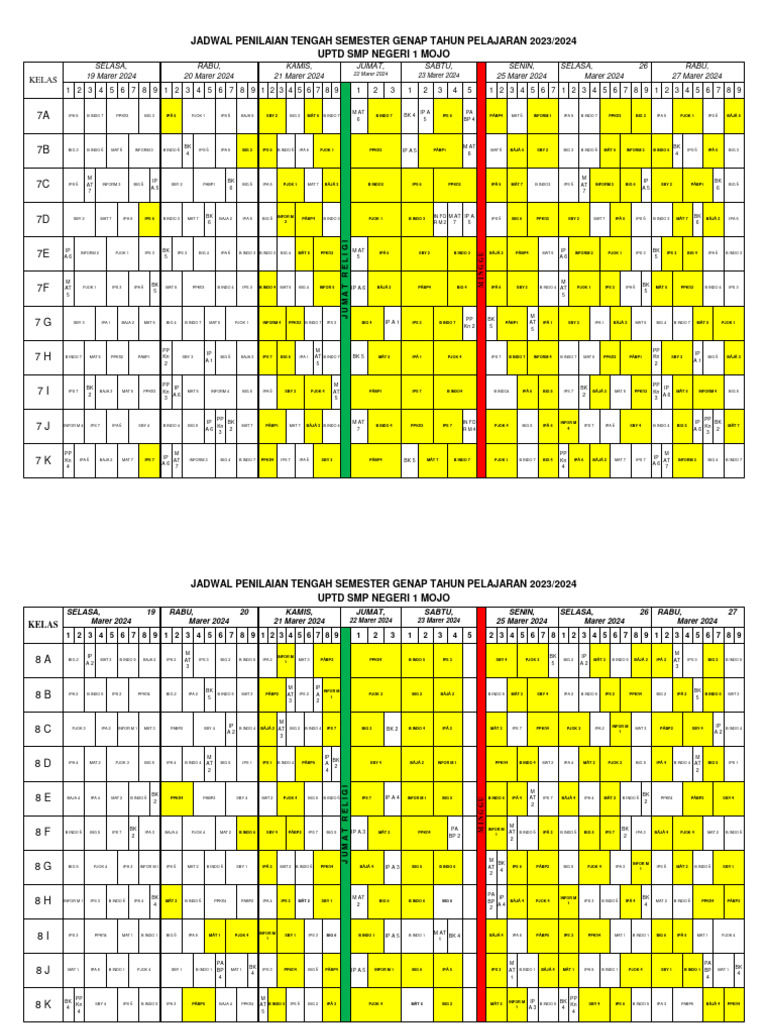 Jadwal PTS Genap 2023-2024 | PDF