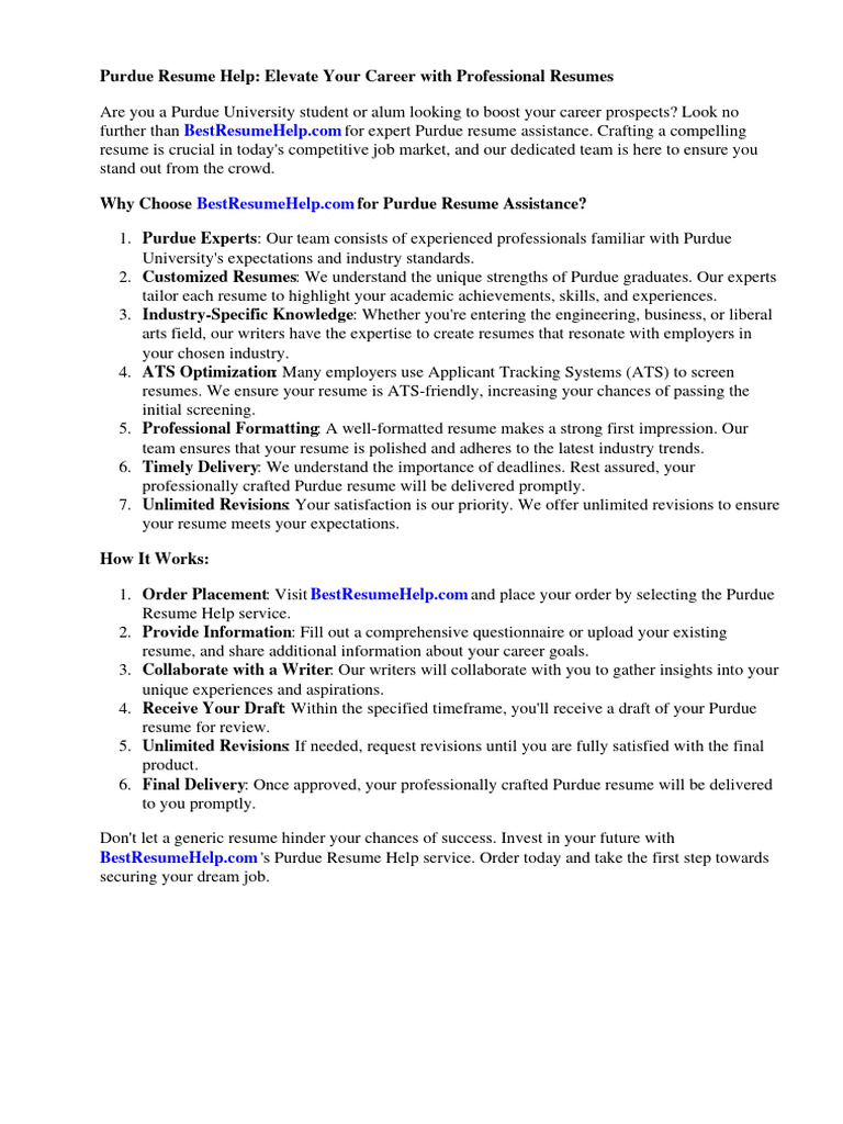 Purdue Resume Help | PDF | Résumé | Experience