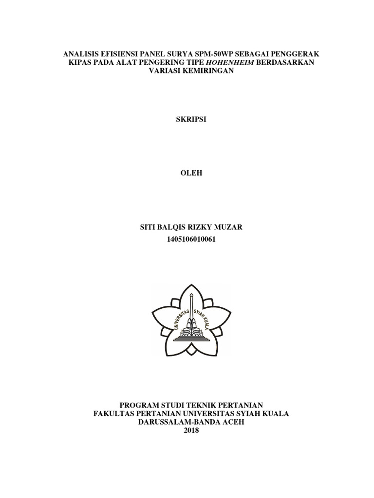 Analisis Efisiensi Panel Surya SPM-50WP Sebagai Penggerak Kipas Pada ...