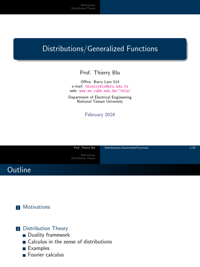Distributions | PDF | Distribution (Mathematics) | Fourier Transform