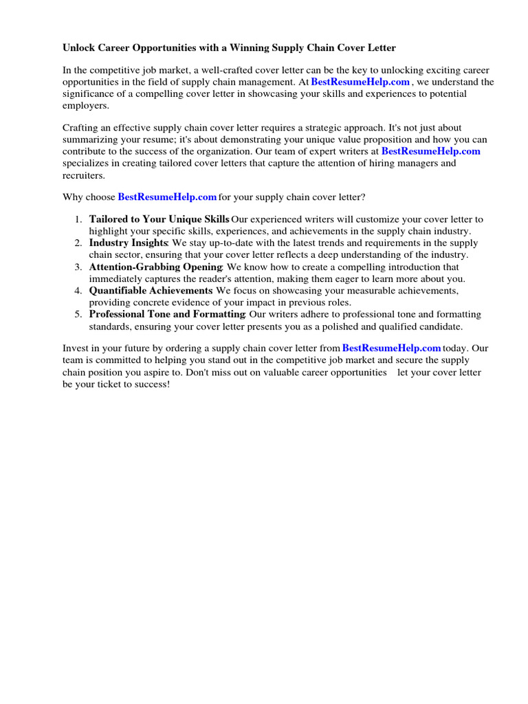 Supply Chain Cover Letter | PDF | Supply Chain | Logistics