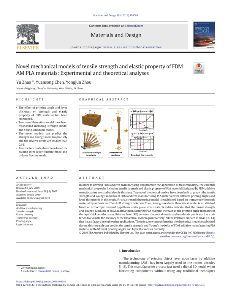 Materials and Design: Yu Zhao, Yuansong Chen, Yongjun Zhou | PDF | Strength Of Materials | Young ...