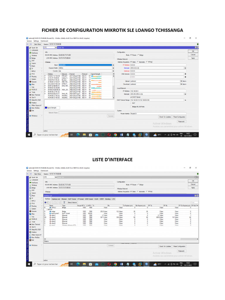 Fichier de Configuration Mikrotik Sle Loango Tchissanga | PDF | Computer Networking | Network ...