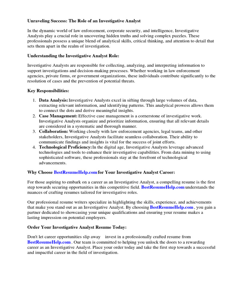 Investigative Analyst Career Insights | PDF | Intelligence Analysis ...