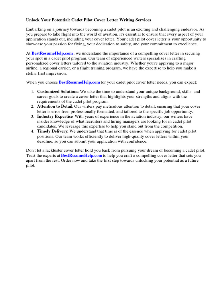 Cadet Pilot Cover Letter Sample | Download Free PDF | Flight Attendant ...