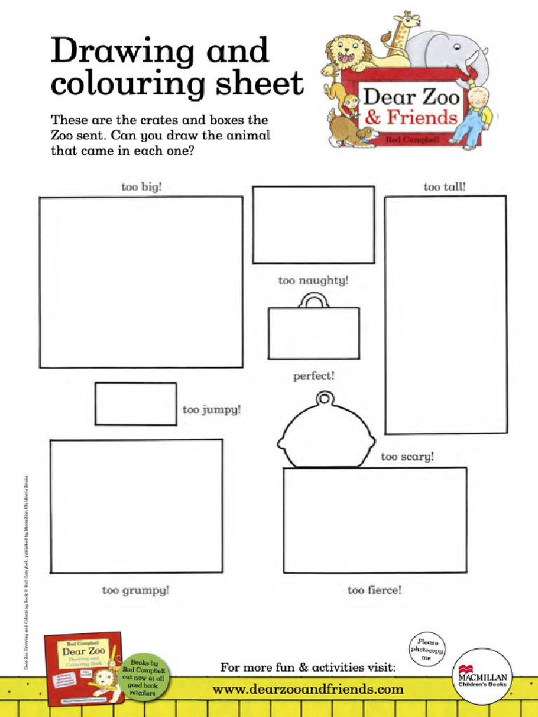 Activity Sheet - Colouring Sheet - Dear Zoo - Rod Campbell | PDF