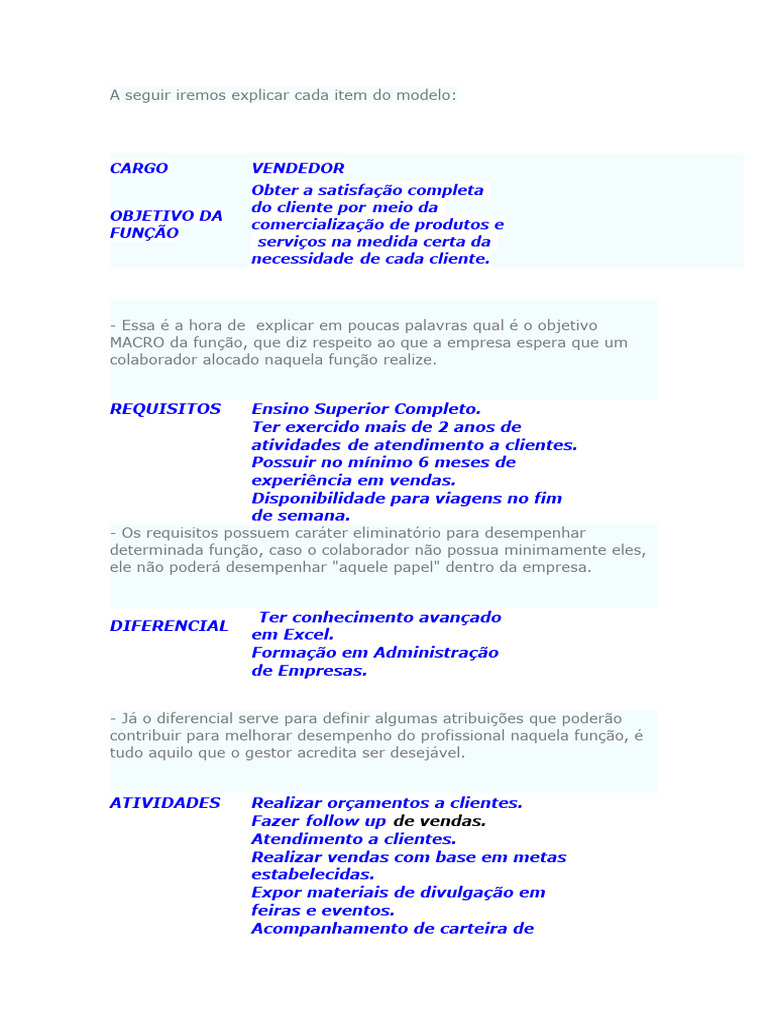 Modelo desenho de cargo | PDF | Empreendedorismo | Business