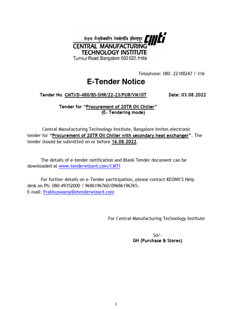ETender Notice D480 | Download Free PDF | Procurement | Guarantee