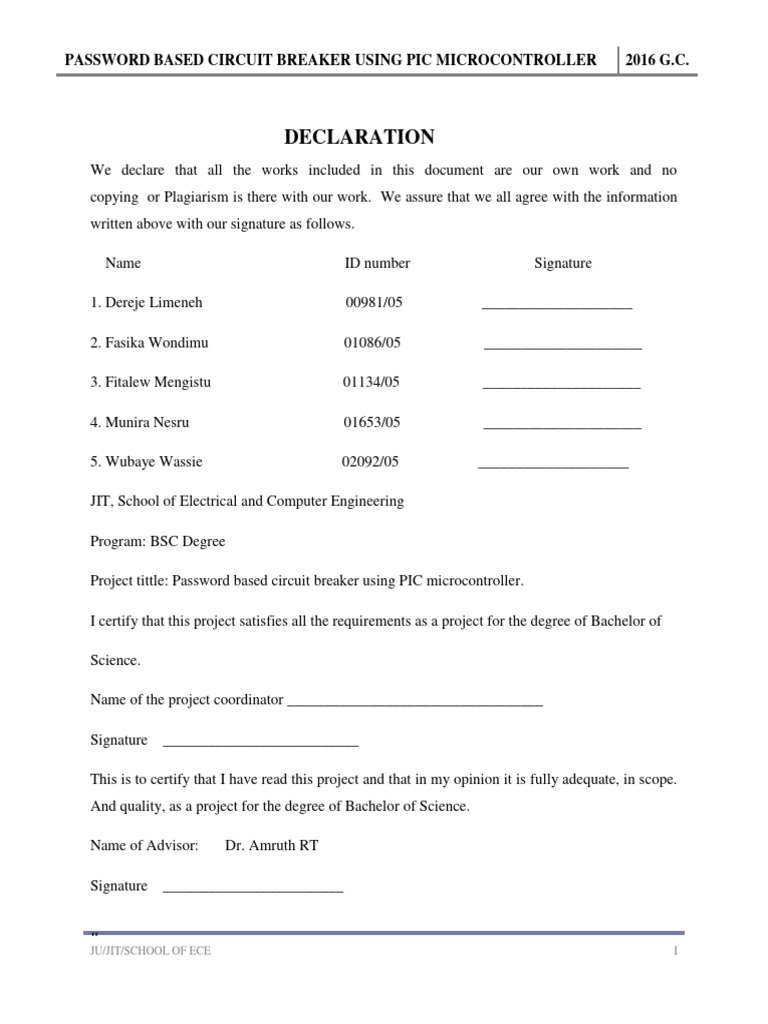 Password Based Circuit Breaker Using Pic Microcontroller | PDF | Rectifier | Relay