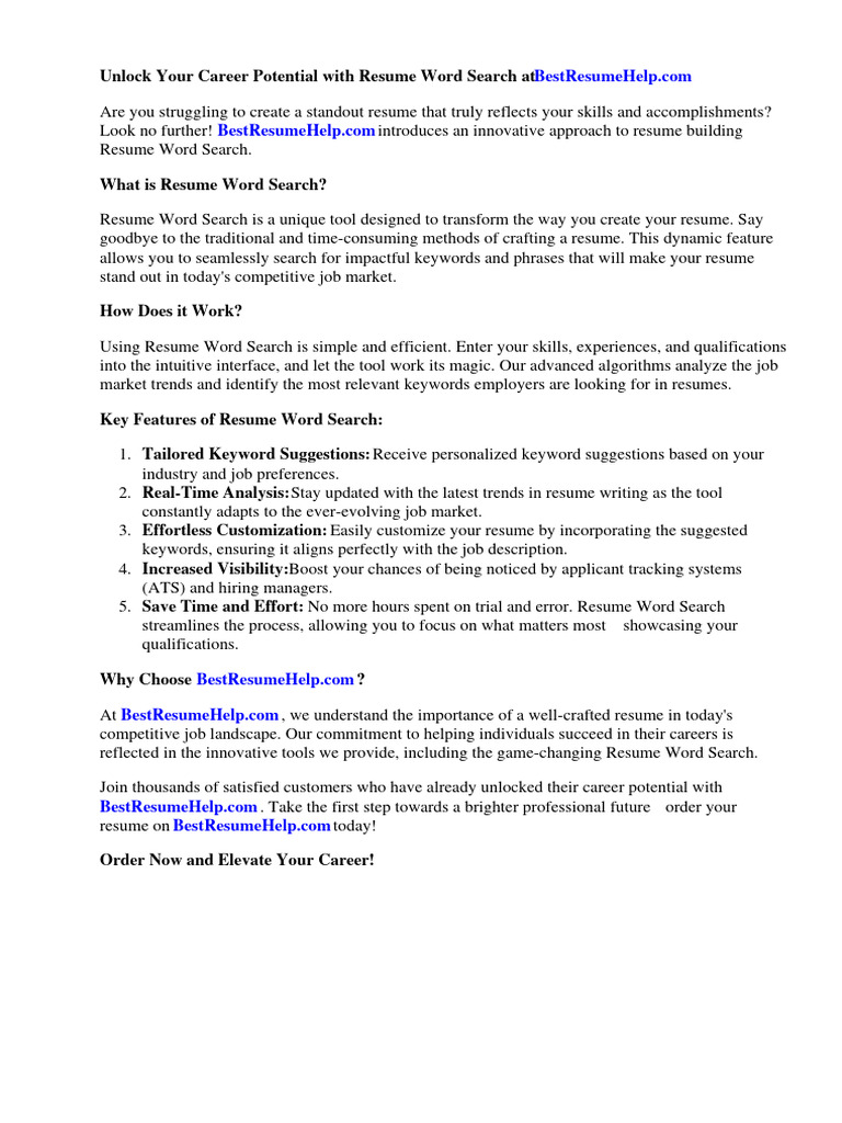 Resume Word Search | PDF | Résumé | Page Layout