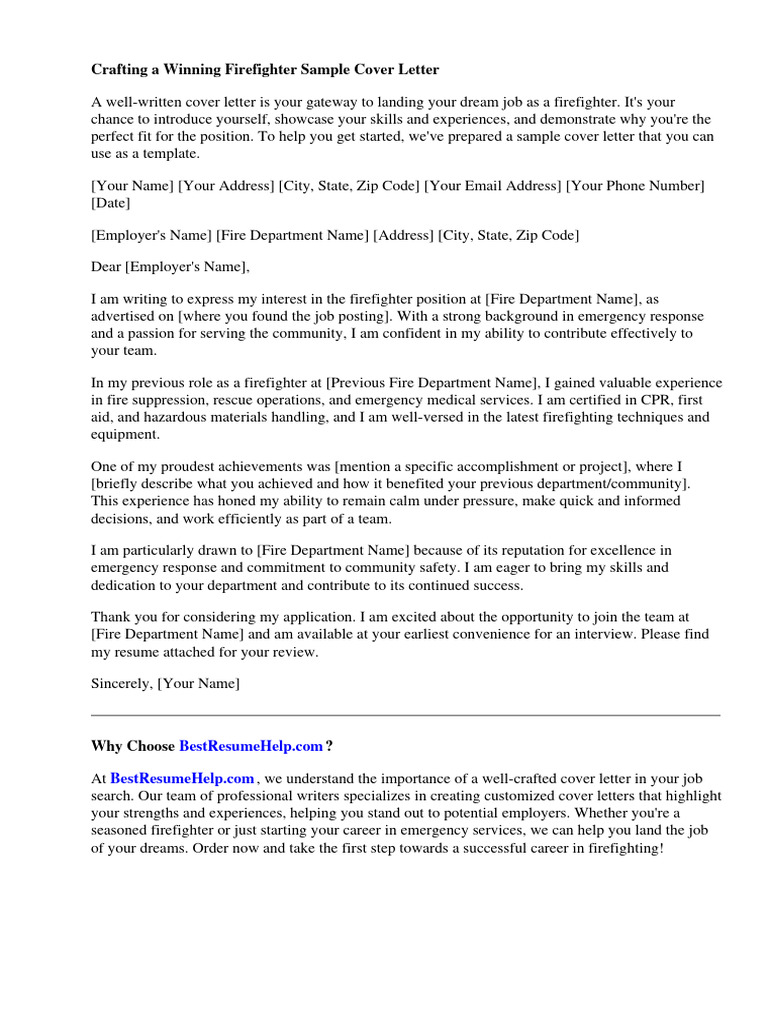 Firefighter Sample Cover Letter | PDF | Firefighter | New York City ...