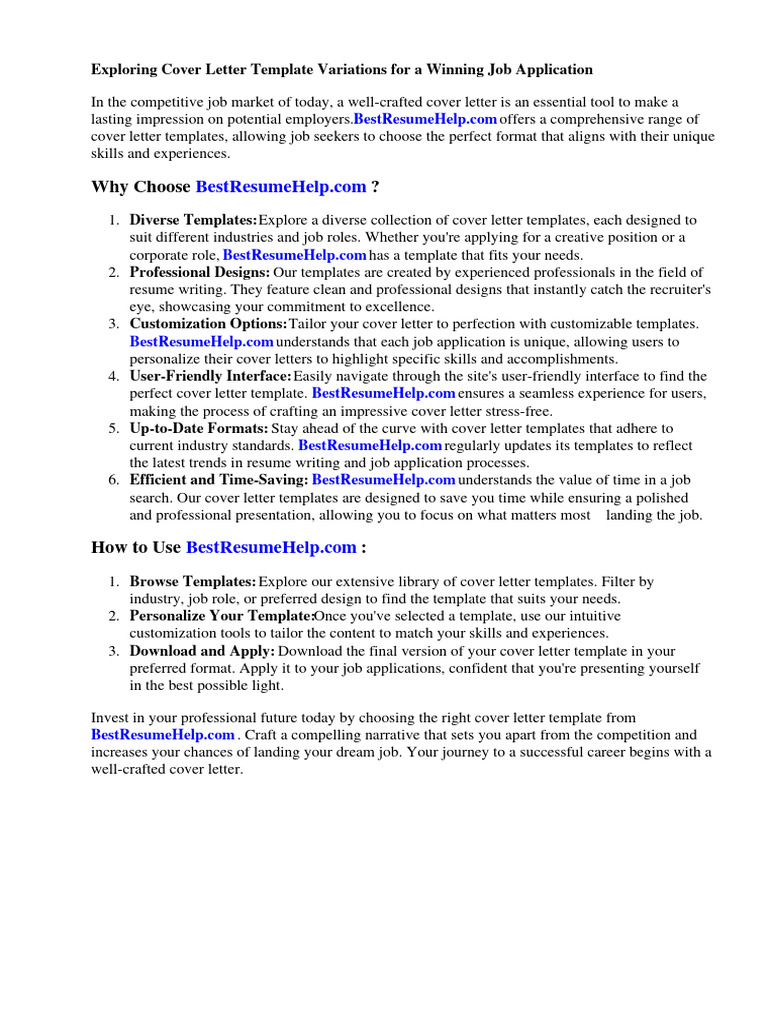 Cover Letter Template Variations Guide | PDF | Résumé | Usability