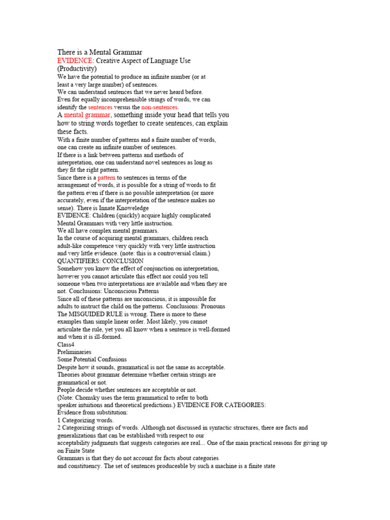 Thereisa Mental Grammar | Download Free PDF | Phrase | Syntax