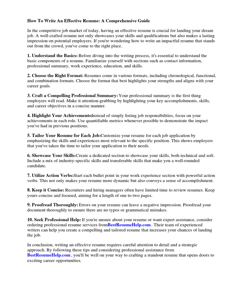 How To Write An Effective Cover Letter For A Resume | PDF | Résumé