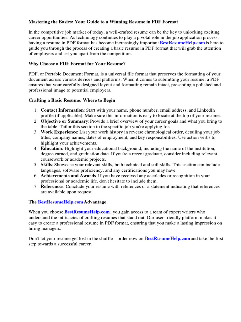 Basic Resume Format PDF | PDF | Résumé | Computing