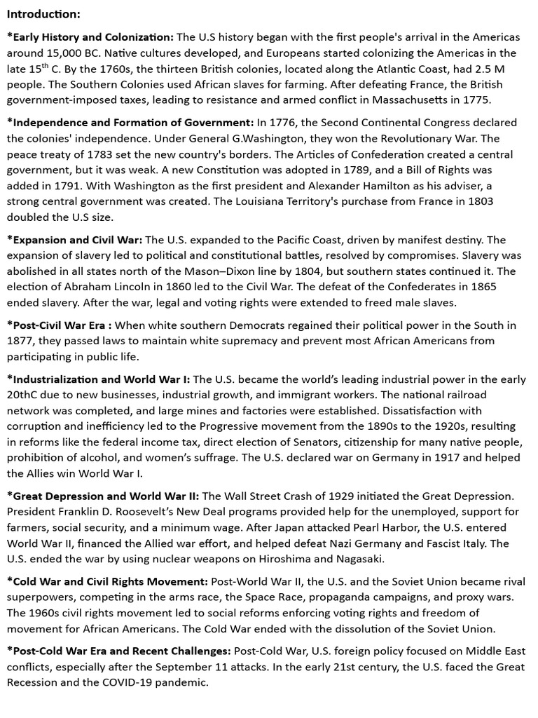 American Civ Summary s2 | PDF | Thirteen Colonies | Plymouth Colony