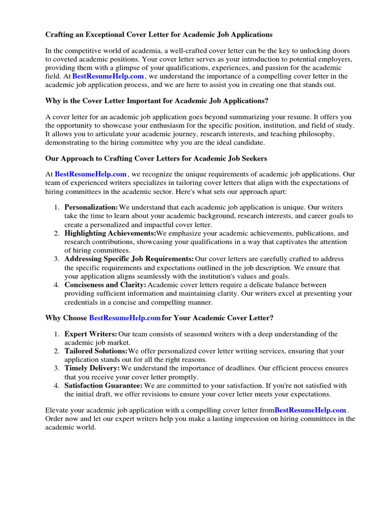 Cover Letter Academic Job | PDF | Résumé