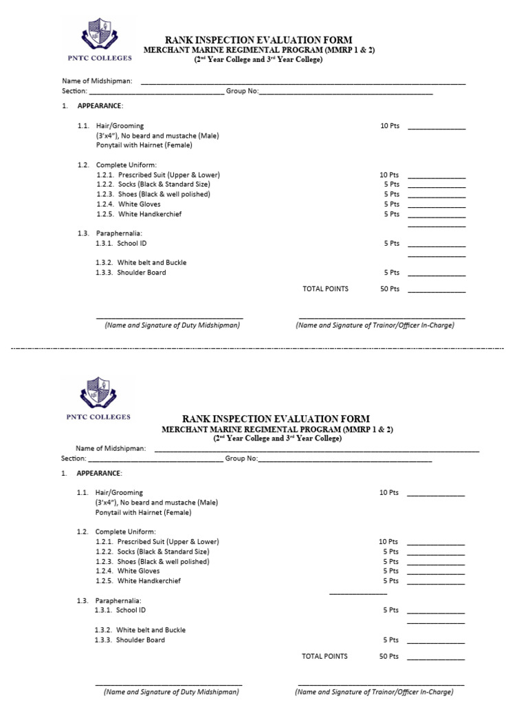 MMRP 1 and 2 Rank Inspection 2 | PDF | Human Appearance | Military ...