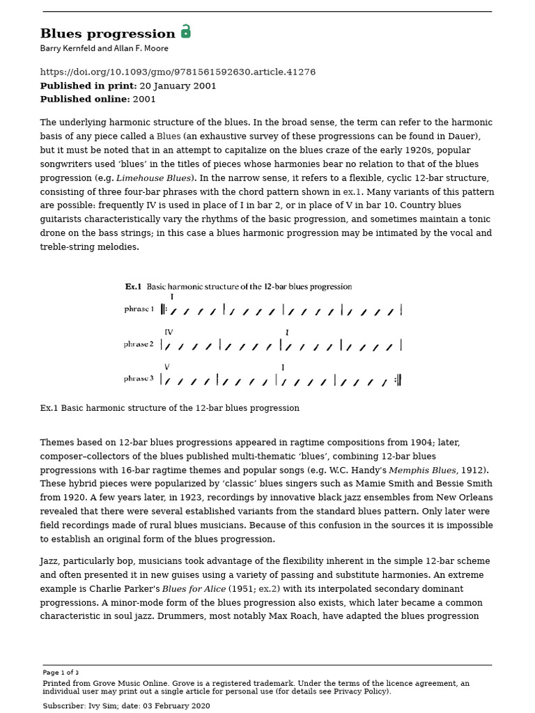 Blues progression grove | PDF | Blues | Music Theory
