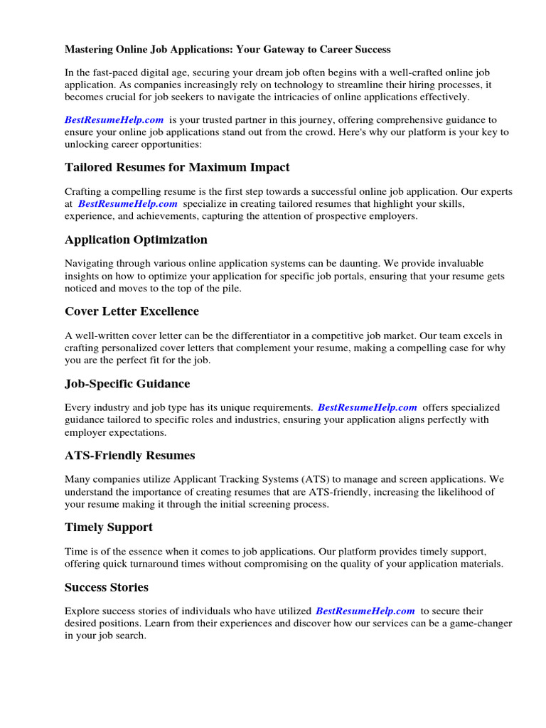 Online Job Application Letter Sample | PDF | Résumé