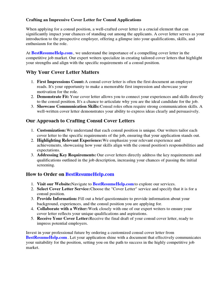 Consul Cover Letter Writing Guide | PDF | Consultant | Mc Kinsey & Company