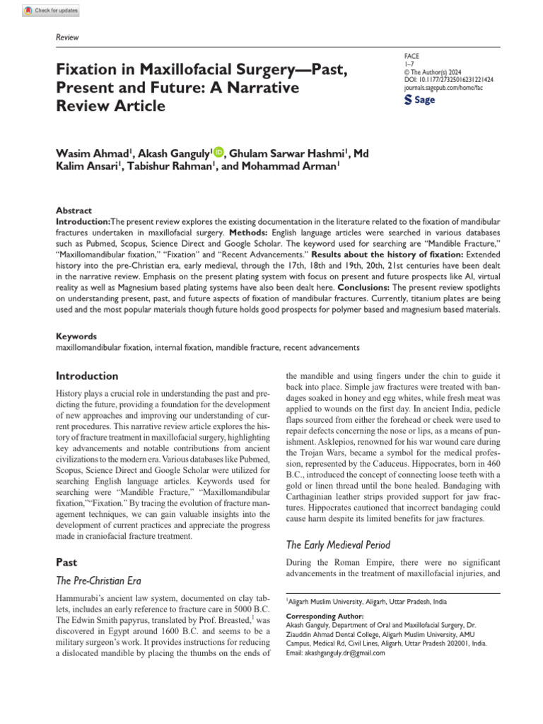 Evolution of Maxillofacial Fixation Techniques | PDF | Dental Implant ...