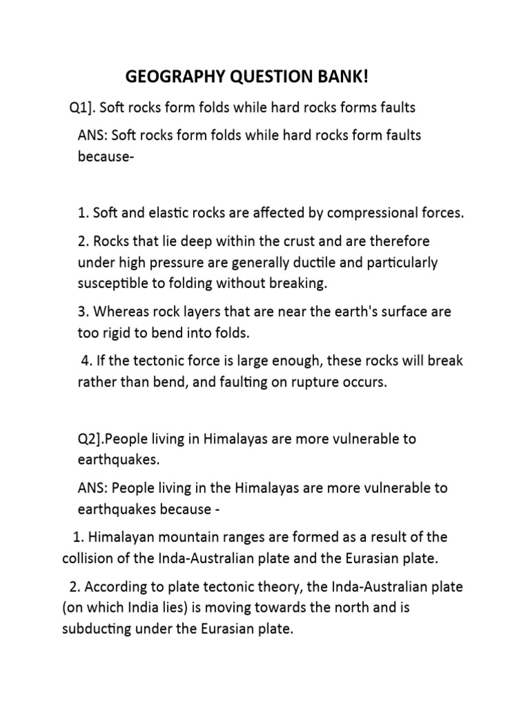 Geography Question Bank | PDF | Social Science | Science & Mathematics