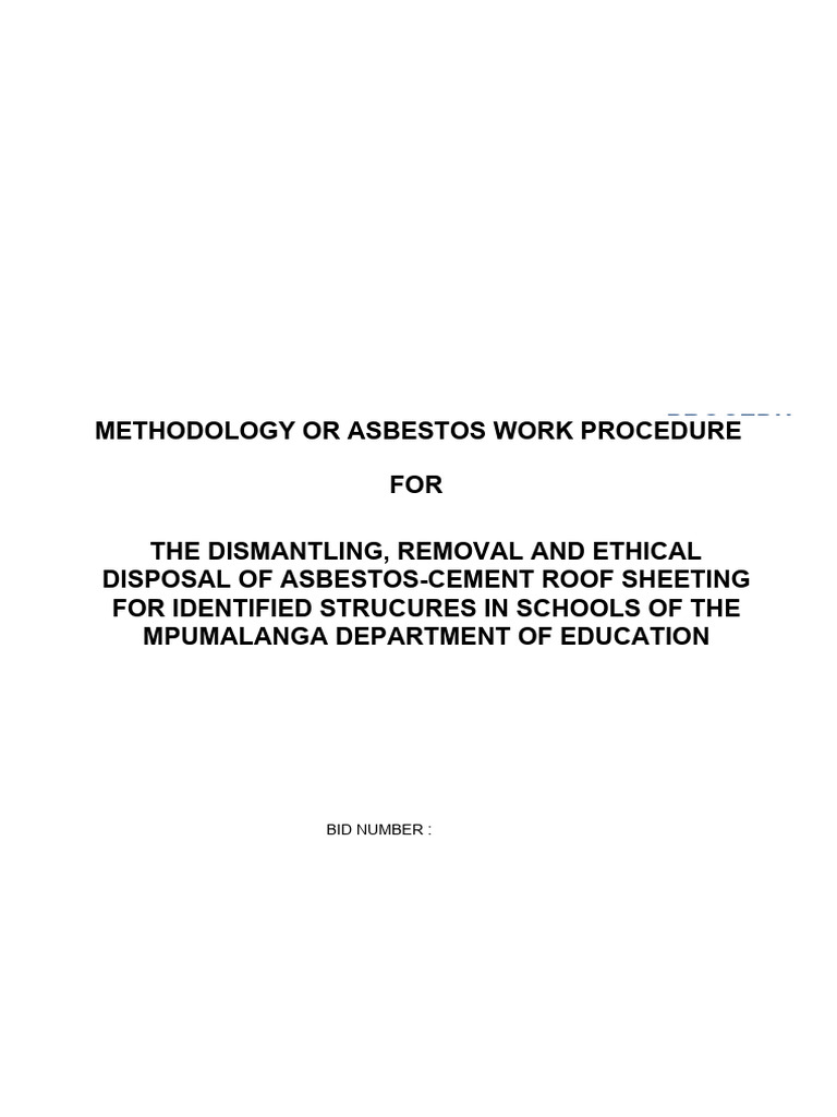 Asbestos Removal Methodology for Schools | PDF | Asbestos | First Aid