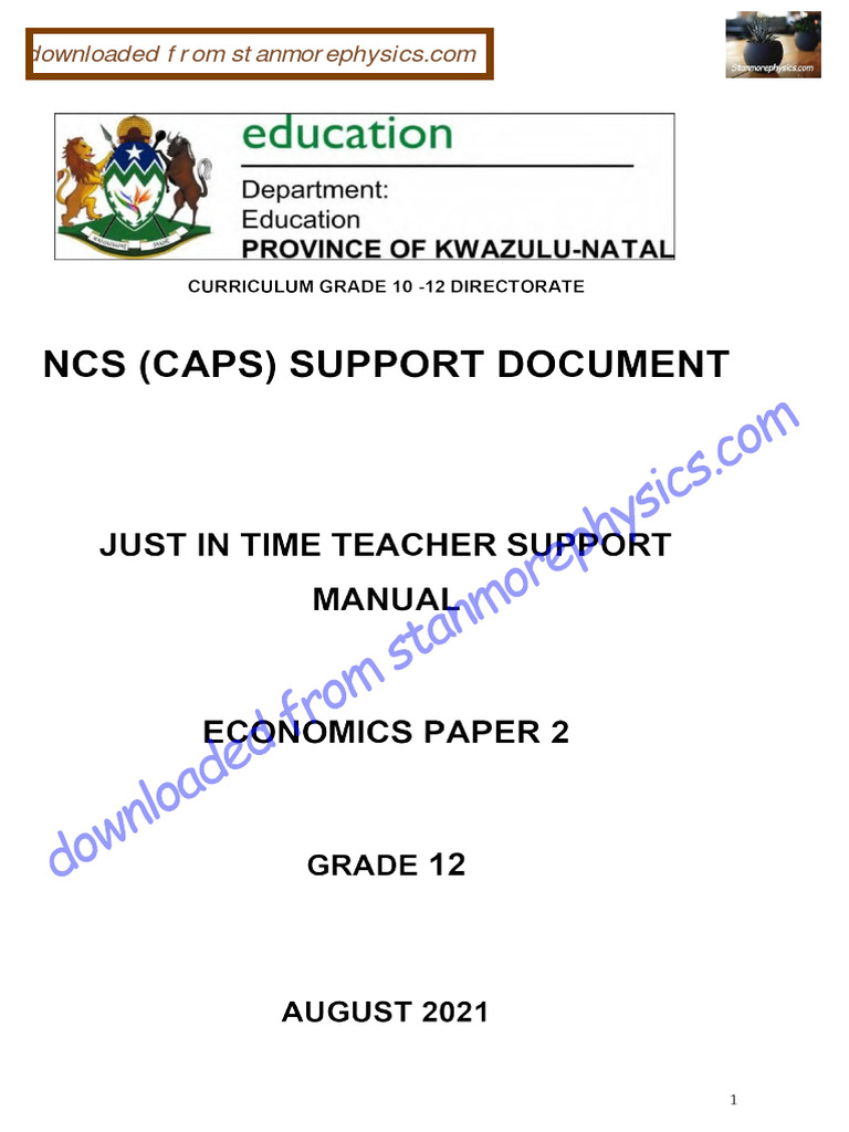Econmics GRADE 12 JIT 2021 Paper 2 Memo Only | PDF | Marginal Cost ...