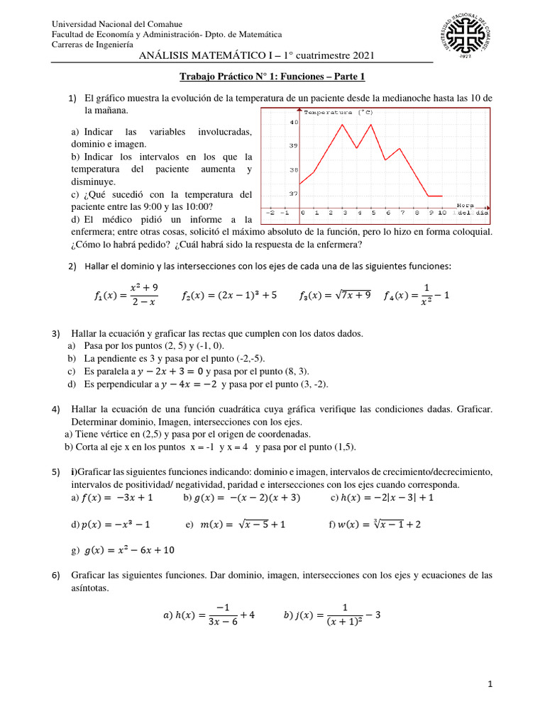 TP N°1 Funciones 2021 - Parte 1 | PDF | Objetos matemáticos | Análisis matemático