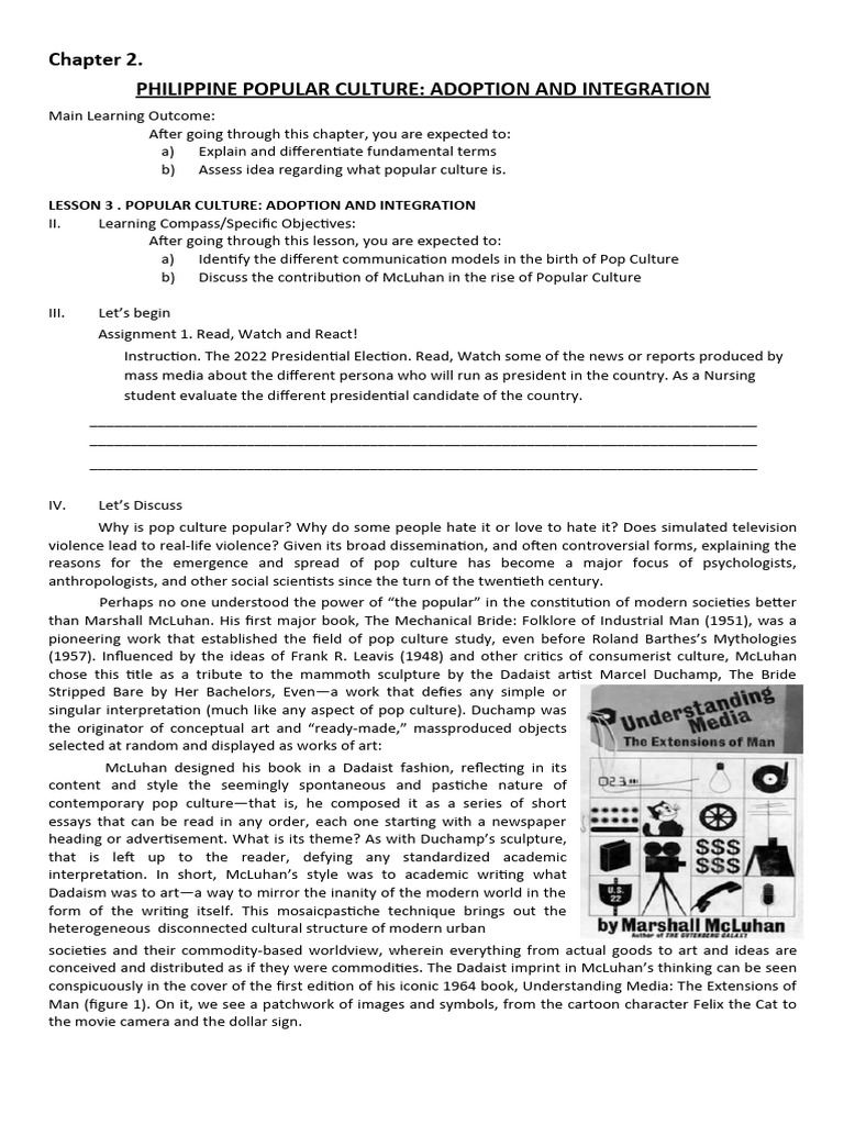 Lesson 3. Popular Culture Adoption and Integration | Download Free PDF ...