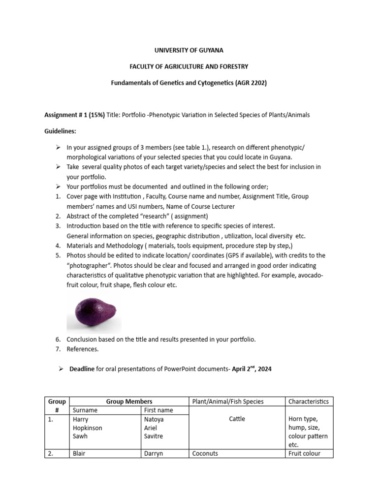 AGR 2202 Assignment # 1 | PDF | Species | Biology