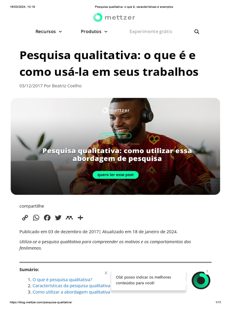 Pesquisa Qualitativa O Que é Características E Exemplos Pdf