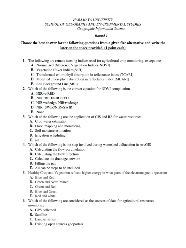 1st _MOOC_Exam_GIS2 | PDF | Geographic Information System | Electromagnetic Radiation