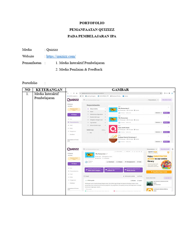 Pemanfaatan Quizizz Dalam PBM | PDF | Ilmu Sosial
