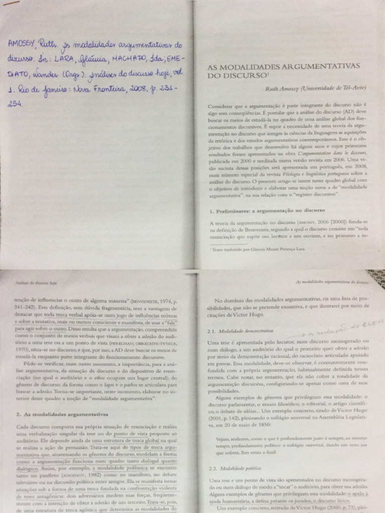 6 Artigo Amossy - Modalidades Argumentativas e Seus Modelos | PDF