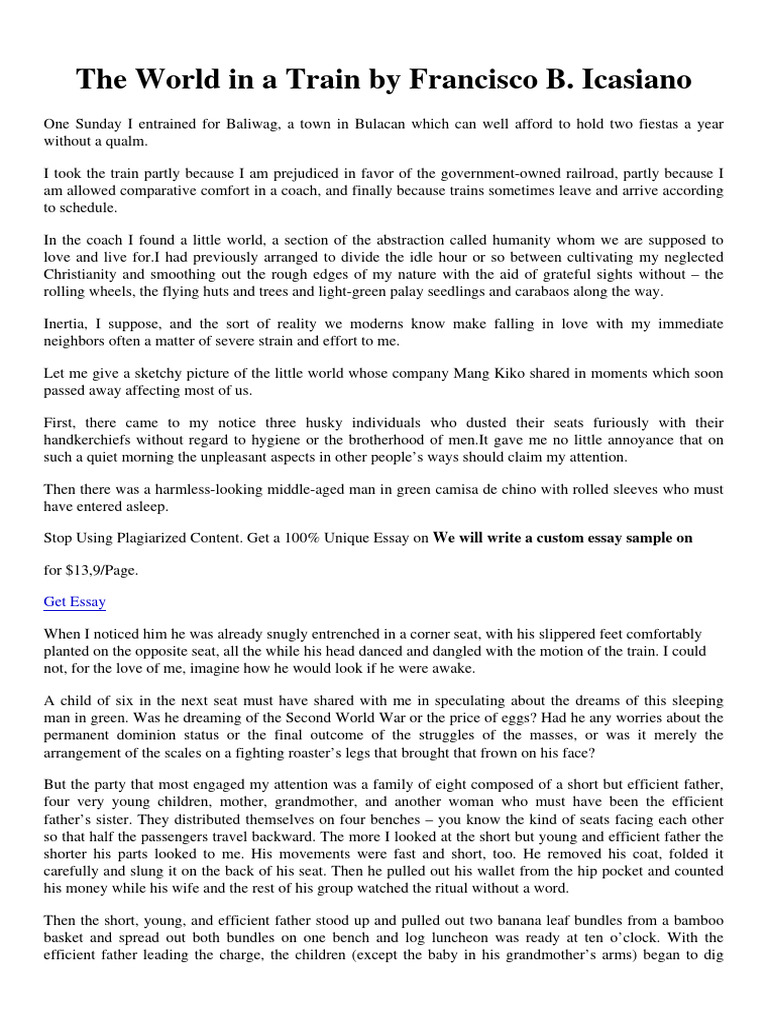 The World in A Train by Francisco B. Icasiano | PDF