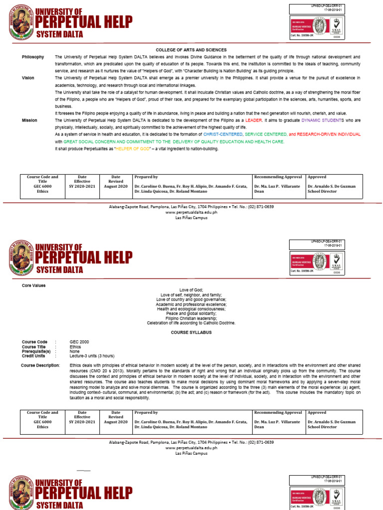 Syllabus-Ethics | PDF | Learning | Morality
