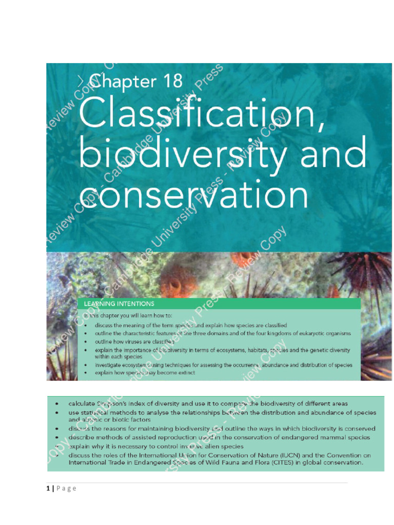 Biodiversity, Classification & Conservation | PDF | Cell (Biology ...