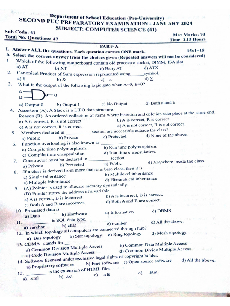 CS All District Question Paper PDF | PDF