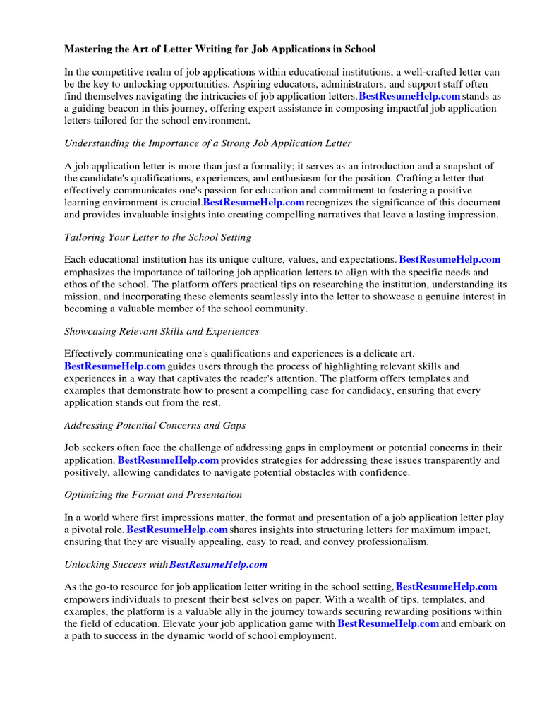 Job Application Letter Guide for Schools | PDF | Career & Growth | Business