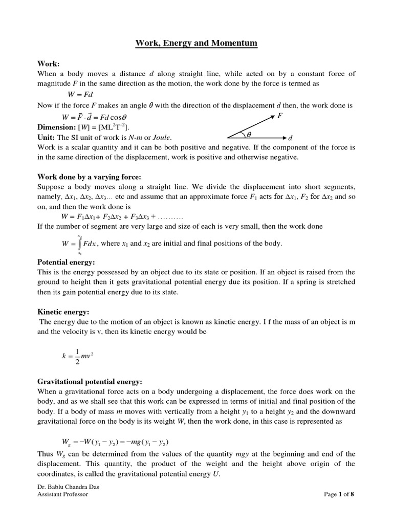 Chapter-4 Work, Energy and Momentum | PDF | Collision | Momentum