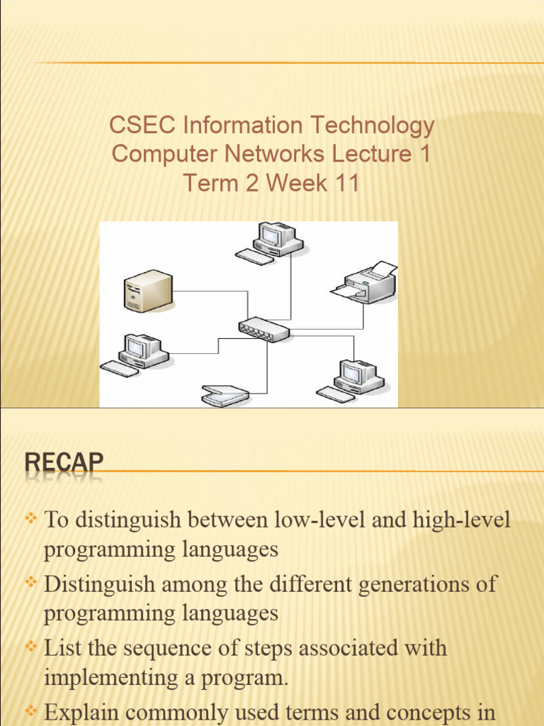 Csec It Notes Term 2 Week 11 Computer Networks Lecture 1 Pdf Computer Network Wireless