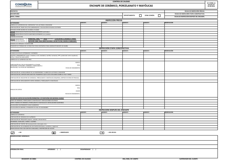 CC-CONS-11 ENCHAPE DE CERÁMICO PORCELANATO Y MAYÓLICAS v7 | PDF