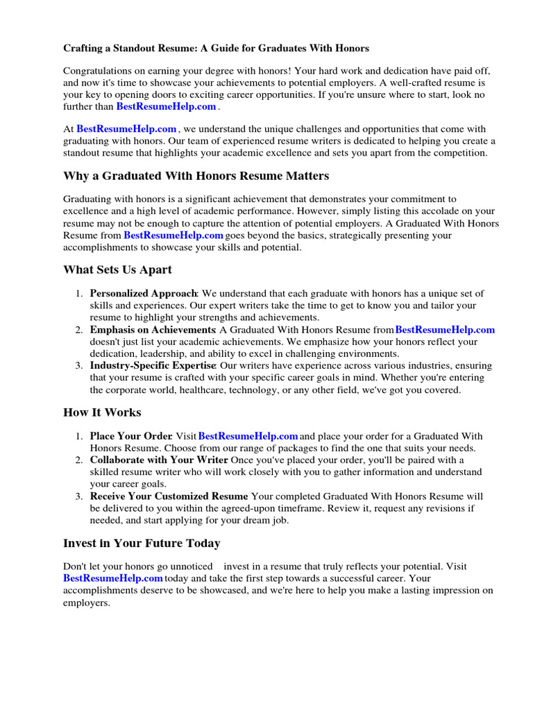 Graduated With Honors Resume | PDF | Résumé